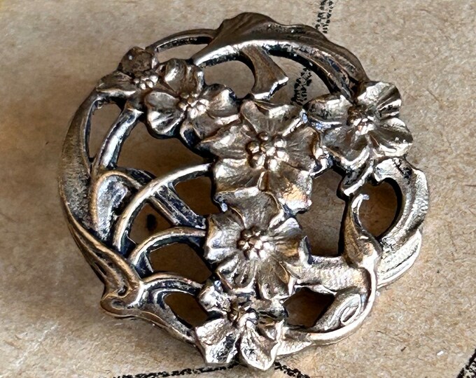 Antique Art Nouveau Gilded Button of Flowers 21 Mm - Etsy