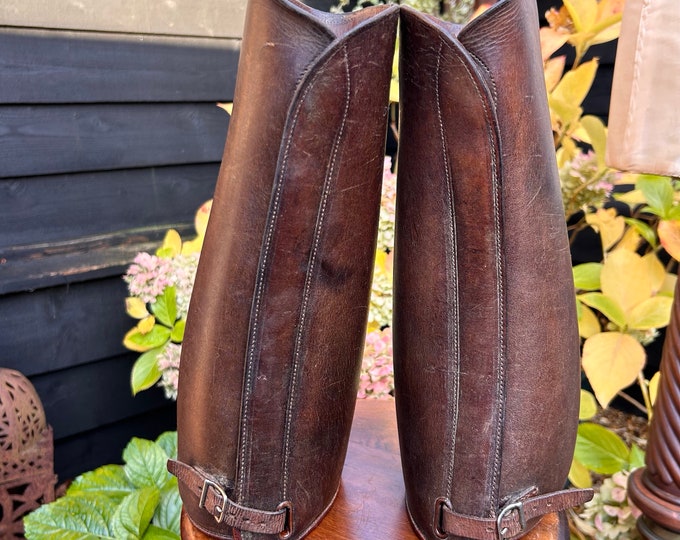 Antique Leather Buskins, Brown Leather Gamekeeper Leg Covers - Etsy