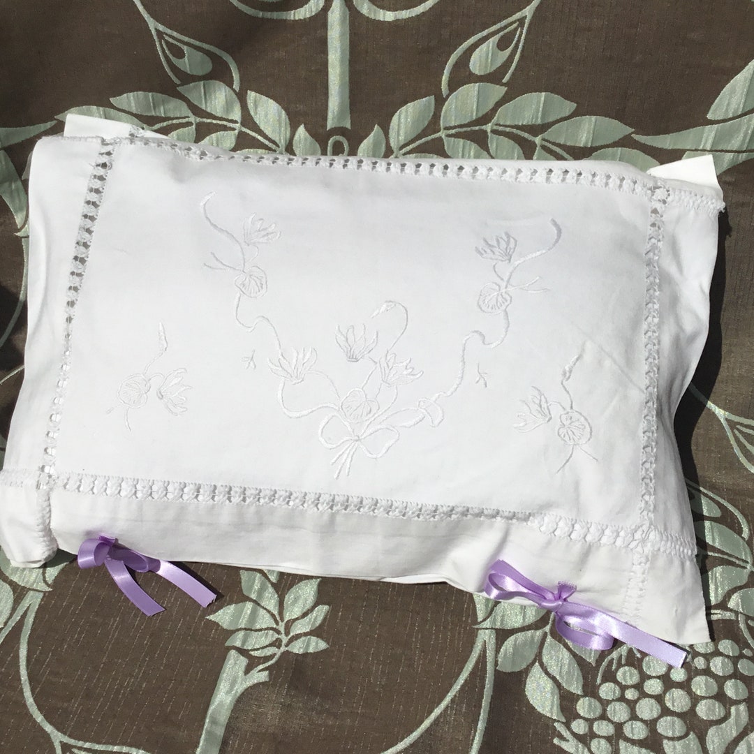 Antique Vintage White Cotton Pyjama Case Nightgown Case Boudoir Pillow ...