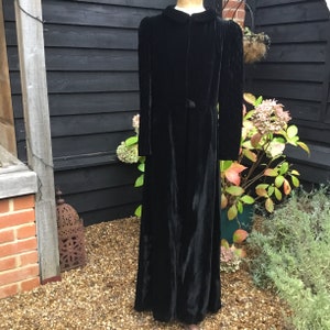 Antique Vintage Long Black Velvet Coat, Quilted Sleeves and Collar ...