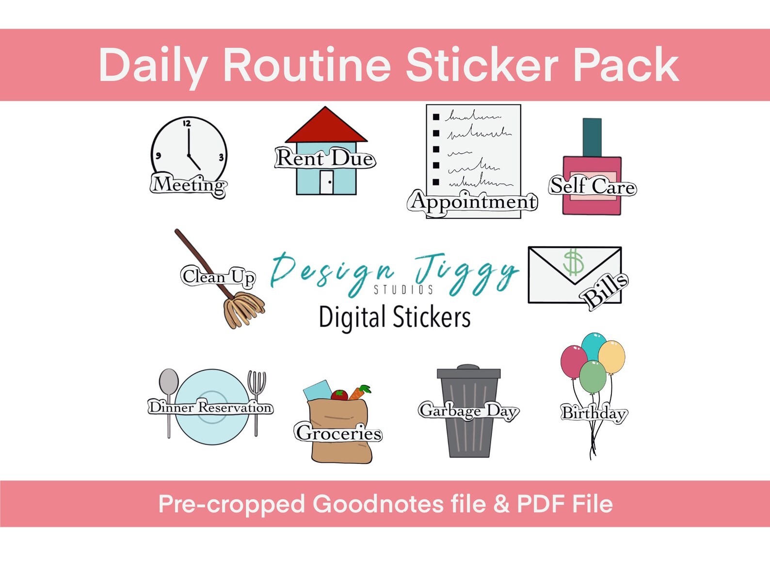 Daily Routine Digital Stickers by Design Jiggy Studios - Etsy España