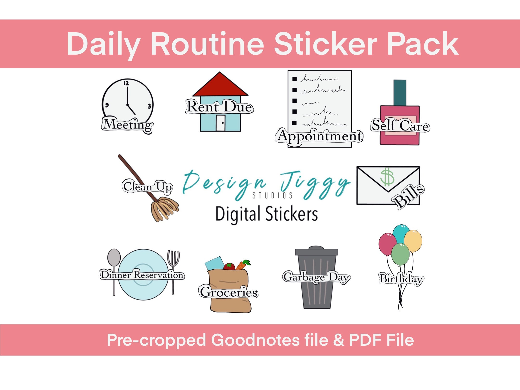 Daily Routine Digital Stickers by Design Jiggy Studios | Goodnotes ...