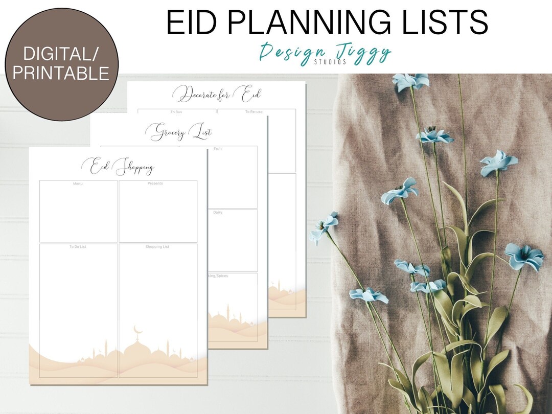 Eid Planning Lists | Eid Mubarak | Printable | Digital Download - Etsy