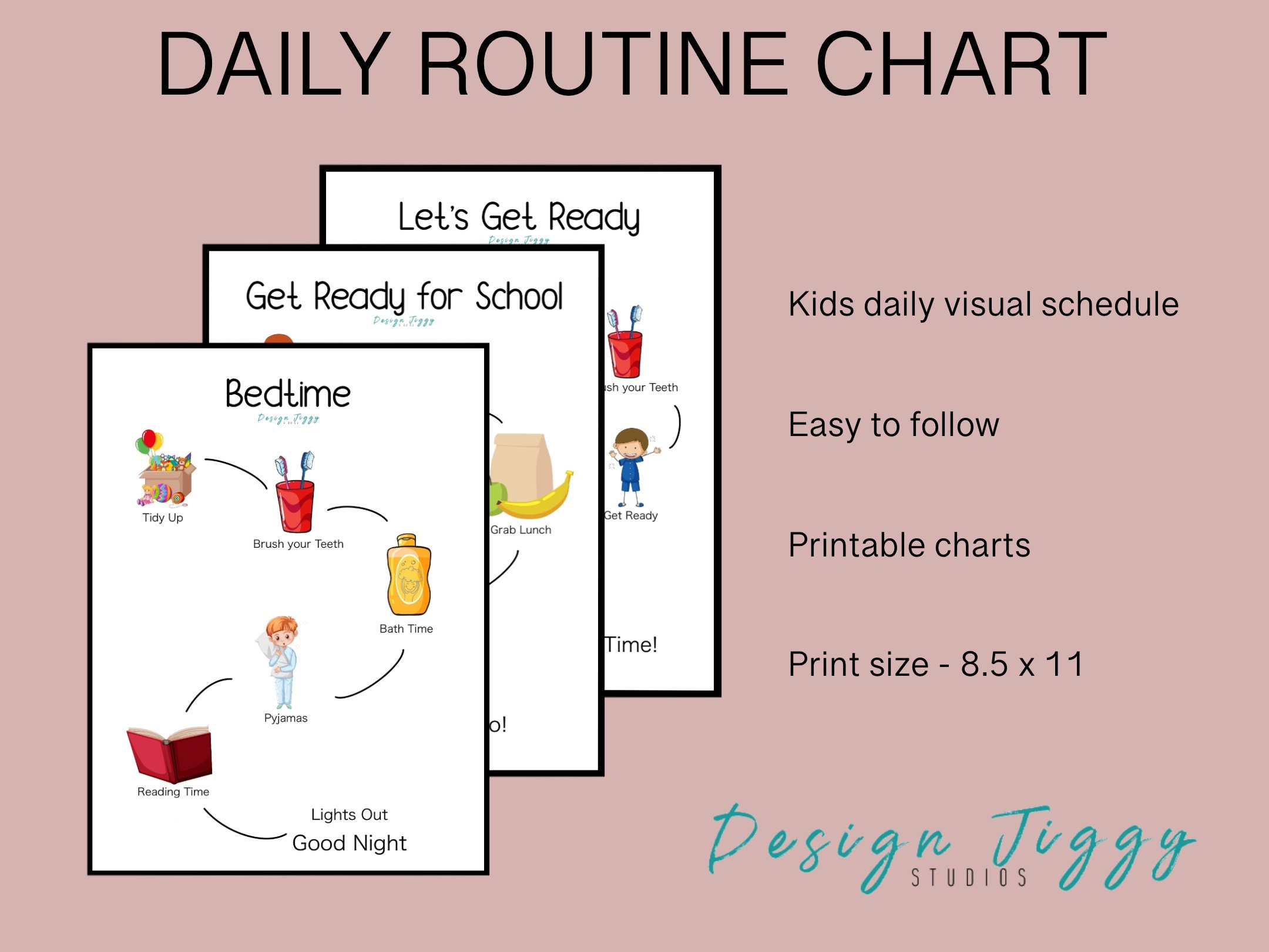 Kids Daily Routine Chart| Daily Morning School and Bedtime Routine ...