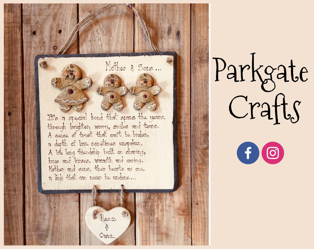 Mother & Sons Mum Poem Slate Hanging Sign Personalise Your Own - Etsy