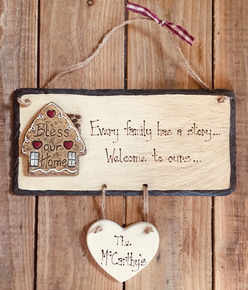 Welcome to Our Home... - Slate Irish Shamrock Welcome Hanging Sign ...