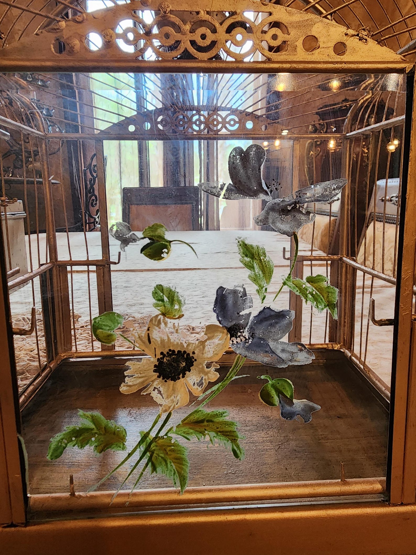 Art Deco Gold Bird Cage With Antique Bird on Swing 1910's - Etsy