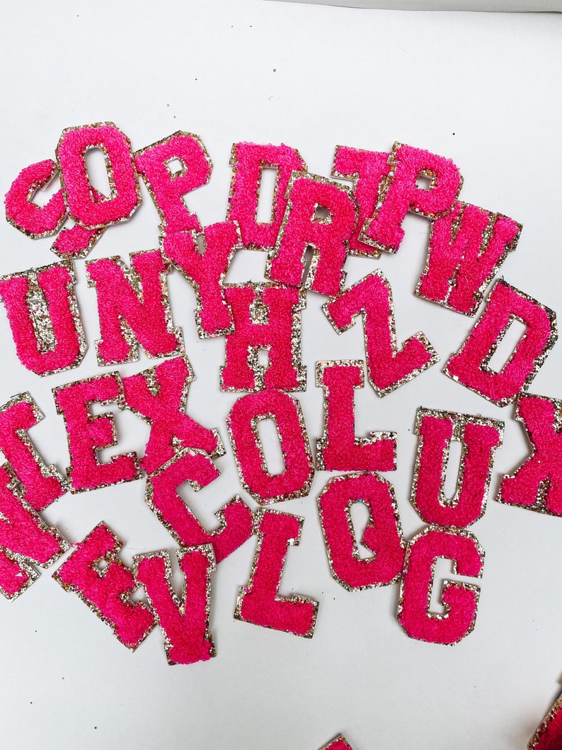 Glitter Varsity Chenille Adhesive Letter Patches - Etsy