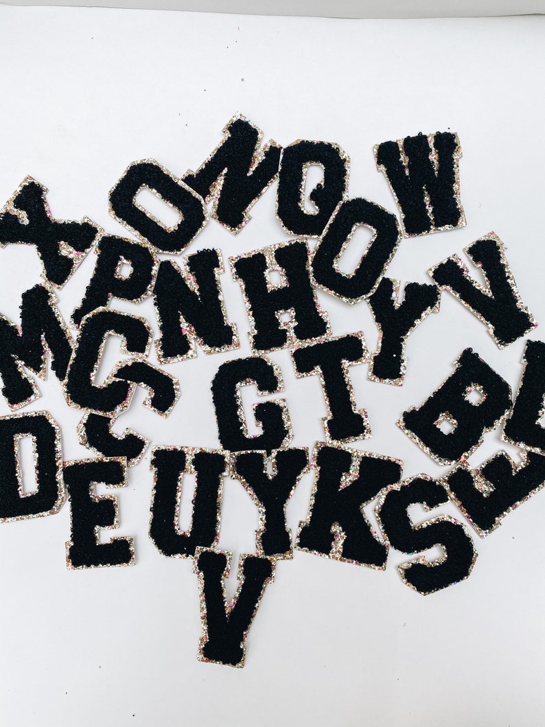 Glitter Varsity Chenille Adhesive Letter Patches - Etsy