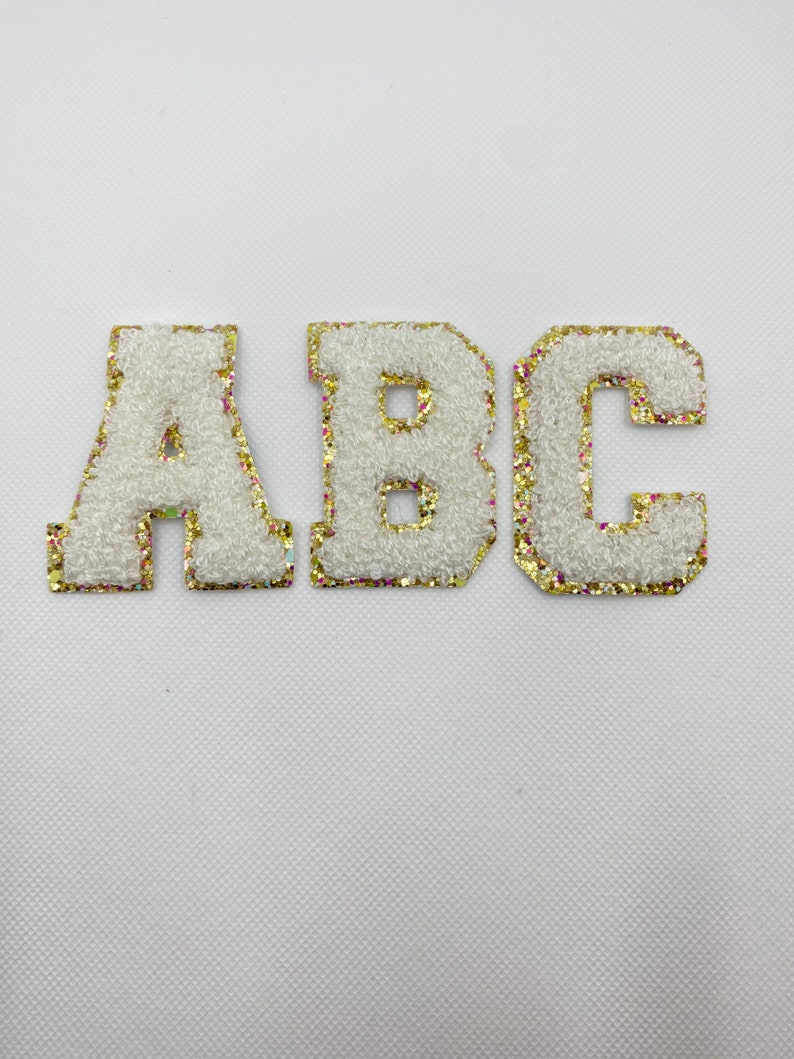 Glitter Varsity Chenille Adhesive Letter Patches - Etsy