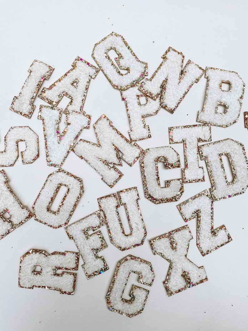 Glitter Varsity Chenille Adhesive Letter Patches - Etsy