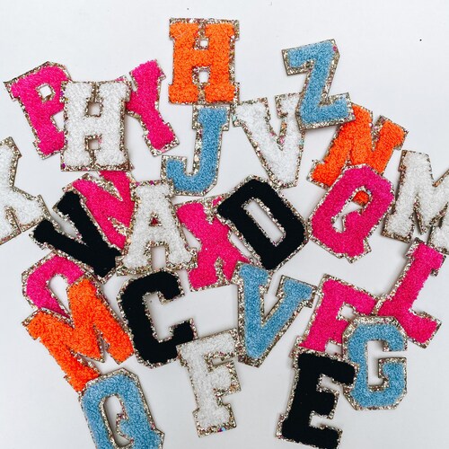 LIGHT BLUE Glitter Letters Varsity Letter Patches - Etsy