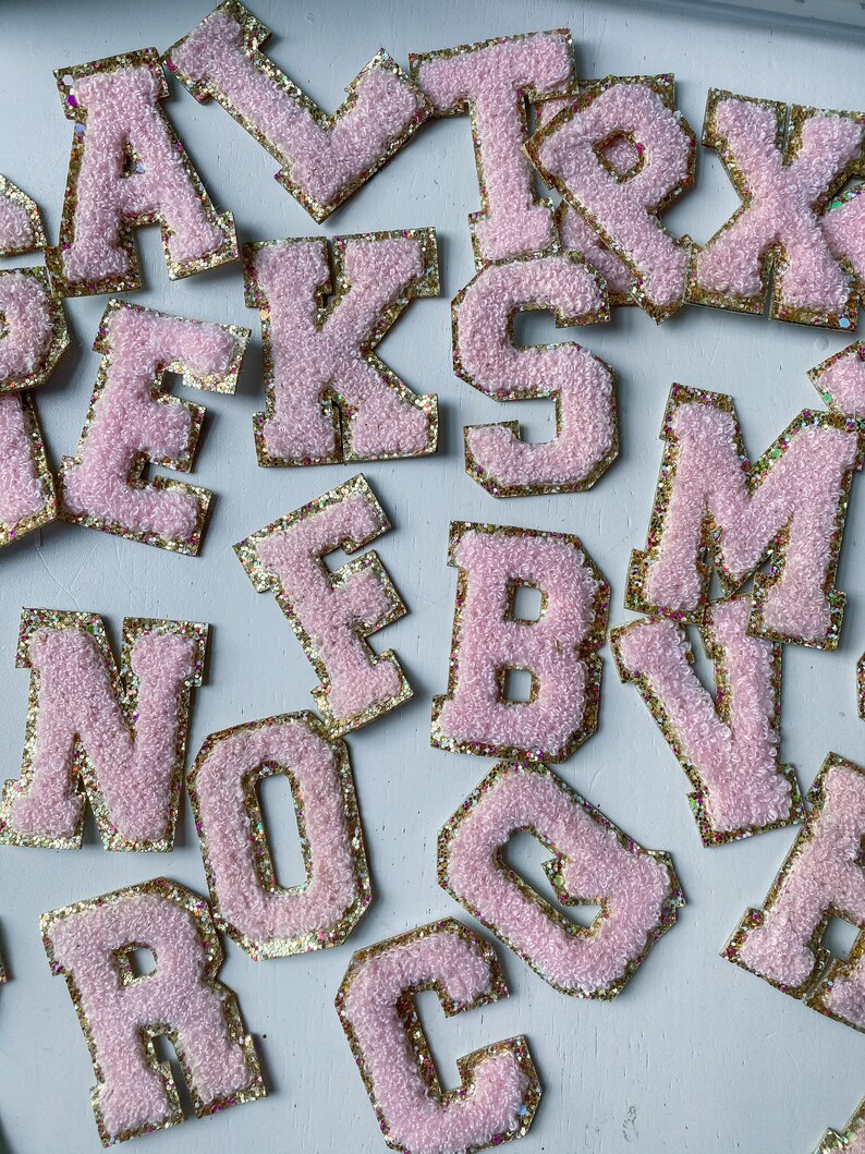 Glitter Varsity Chenille Adhesive Letter Patches - Etsy