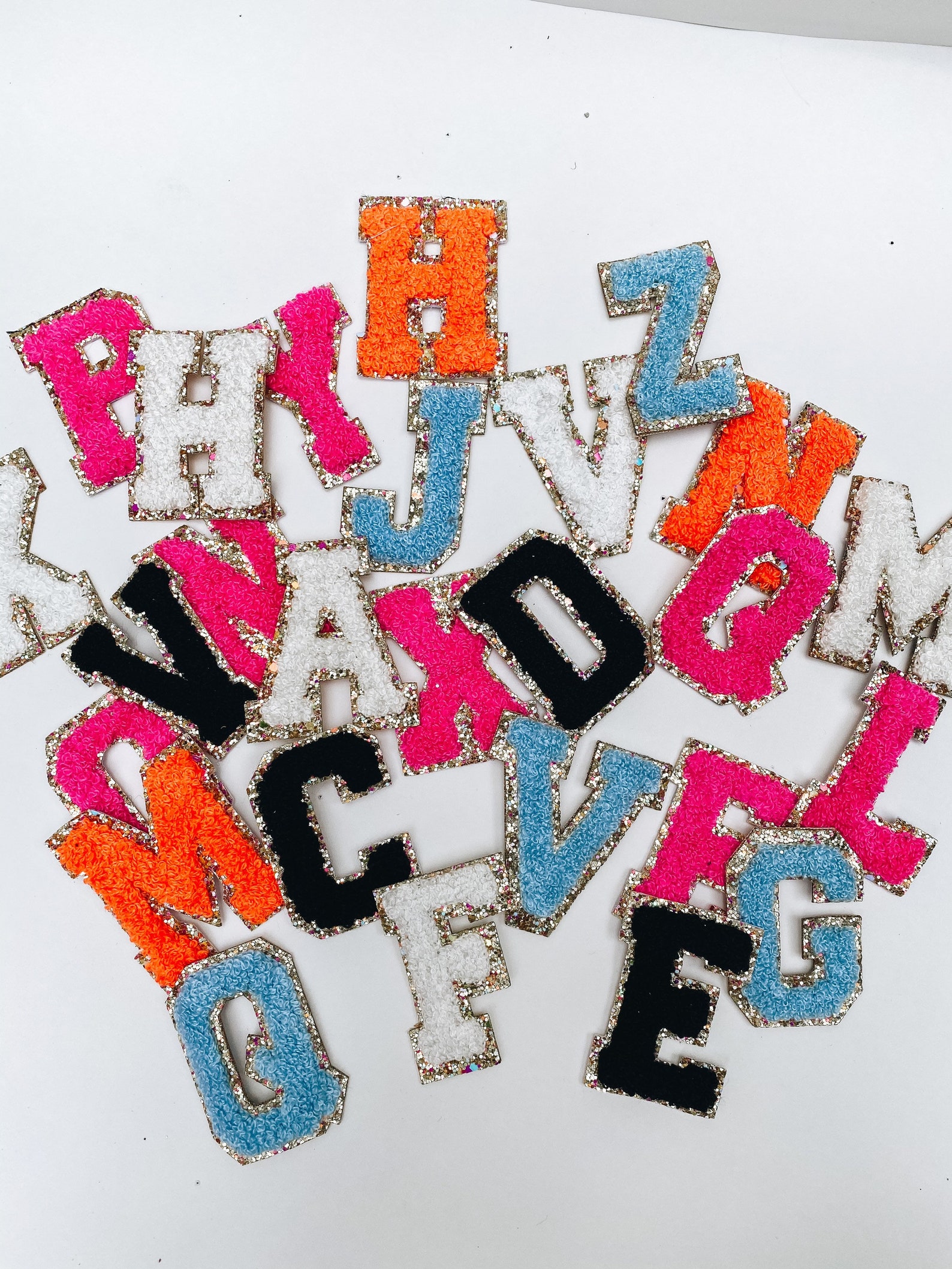 Glitter Varsity Chenille Adhesive Letter Patches | Etsy