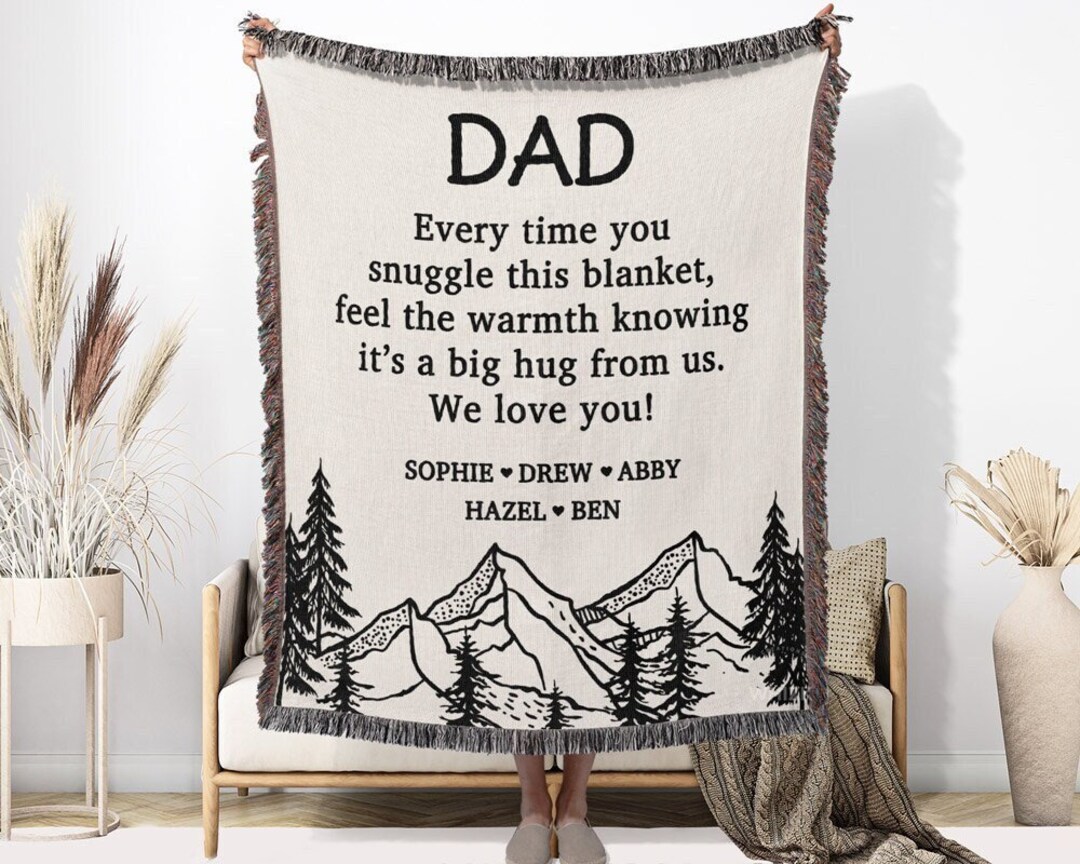Dad Blanket With Kids Names, Dad Gifts for Dad Birthday Gift, Fathers ...