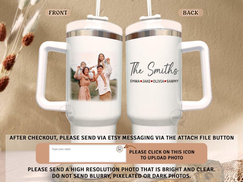 Custom Text Tumblers 40 Oz, Personalized Photo Tumbler Cups, Custom ...