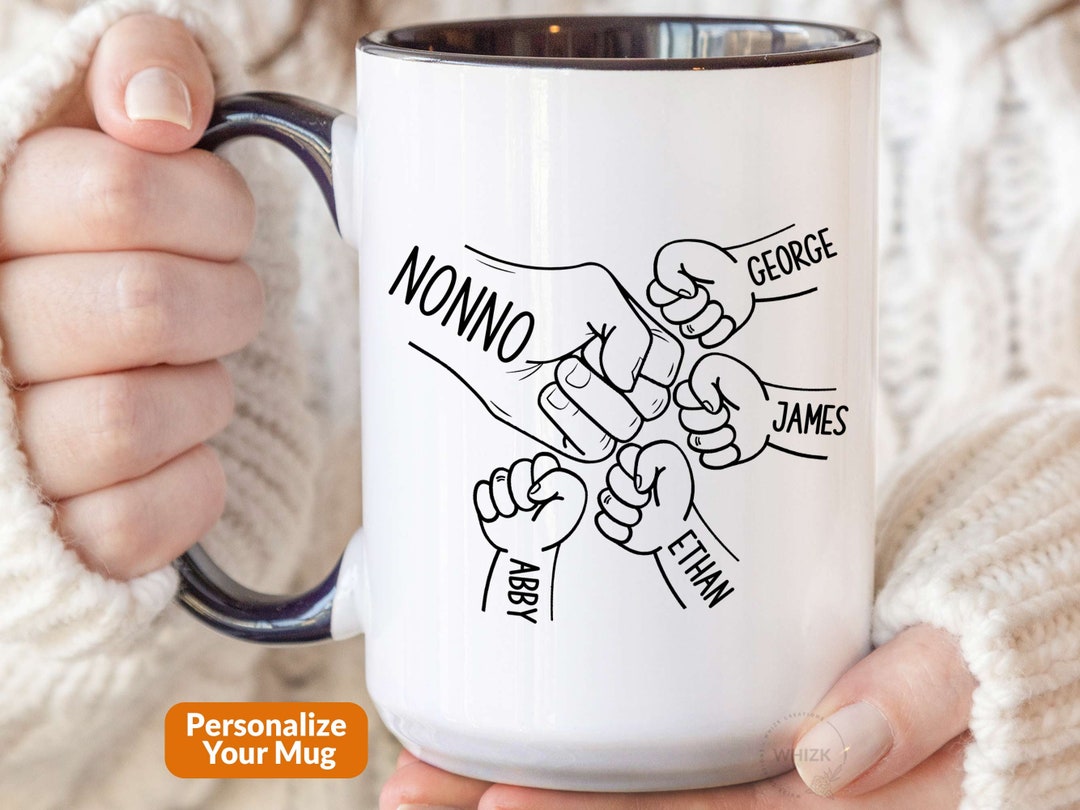 Nonno Fist Bump Mug, Nonno Mug With Names, Nonno Gift for Italian ...