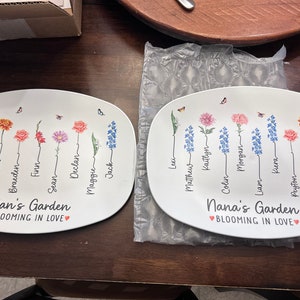 Moms Garden Platter, Mom Gift for Mom Plate With Kids Names, Mothers ...