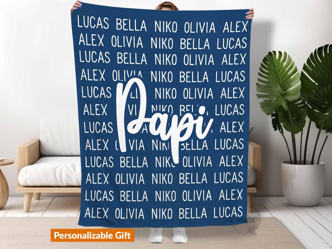 Papi Blanket With Kids Names, Papi Gifts for Papi Birthday Gift ...
