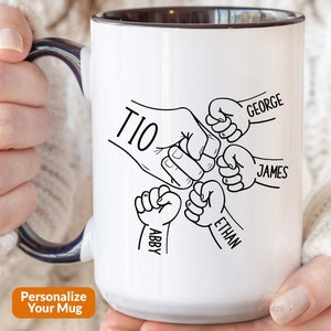 Tio Fist Bump Mug, Tio Mug With Kids Names, Tio Gift for Spanish Uncle ...