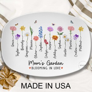 Moms Garden Platter, Mom Gift for Mom Plate With Kids Names, Mothers ...