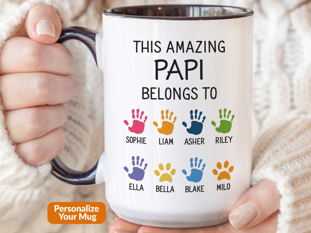 Papi Mug, Papi Gift for Papi Birthday Gift, Personalized Dad Handprint ...