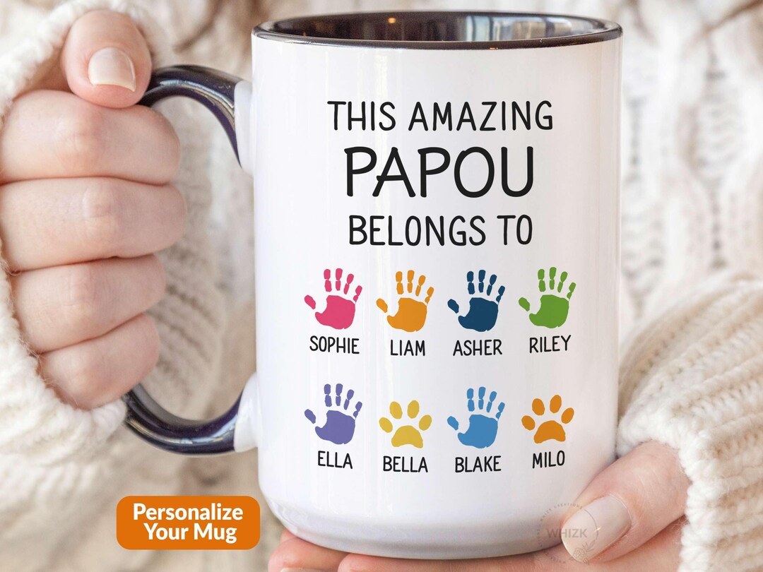 Papou Mug With Grandkids Name, Pappou Gifts for Papou Greek Grandpa ...