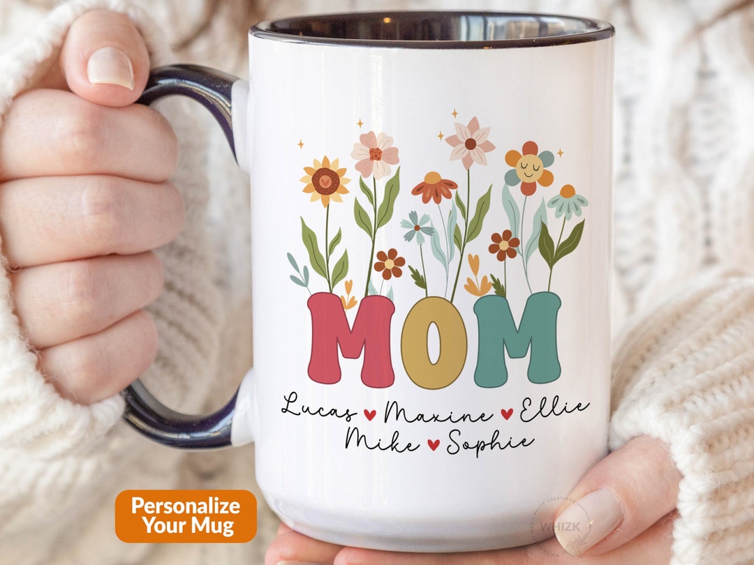 Mom Mug for Mom With Kids Name, Mom Gift for Mom Personalized Mothers ...