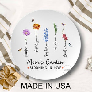 Moms Garden Platter, Mom Gift for Mom Plate With Kids Names, Mothers ...