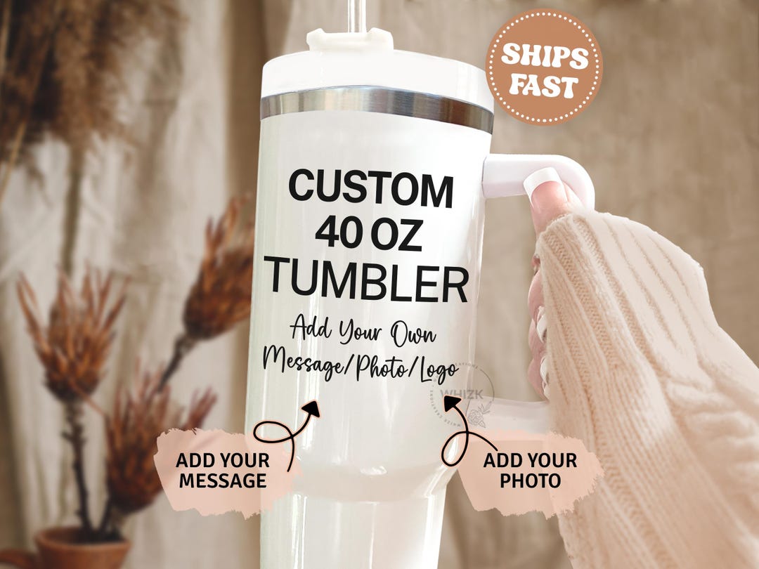 Custom Text Tumblers 40 Oz, Personalized Photo Tumbler Cups, Custom ...