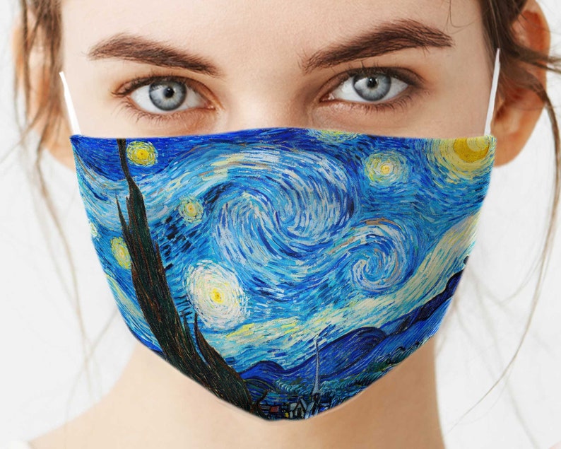 Starry Night Face Mask Van Gogh Mask With Filter Starry Night | Etsy
