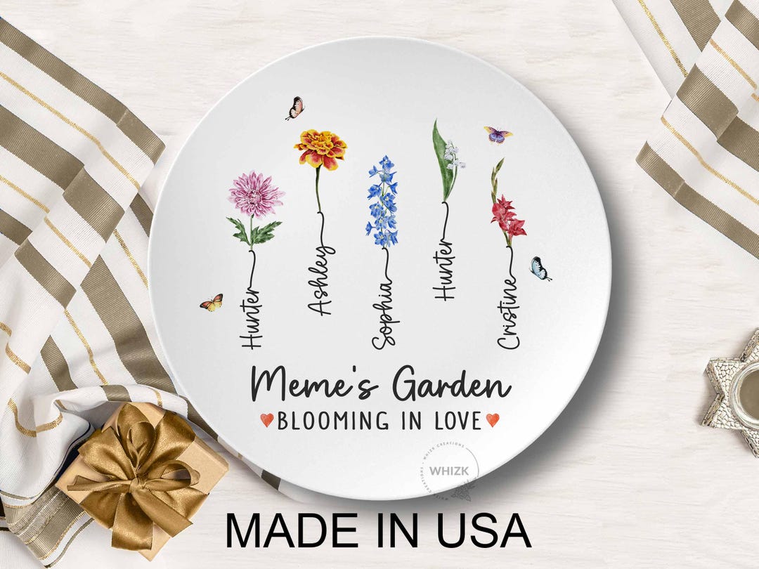 Meme Plate, Meme Gift for Grandmas Garden Platter With Grandkids Names ...