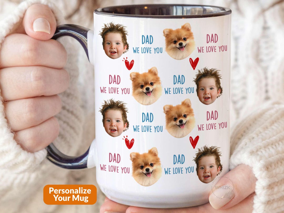 Dad Baby Face Mug, Dad Photo Mug, Daddy Kids Face Mug, Custom Baby Face ...