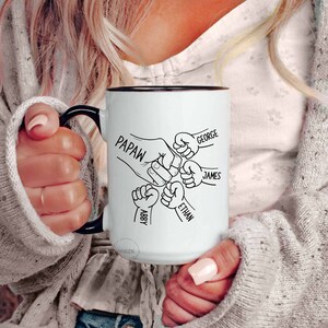 Papaw Fist Bump Mug, Papaw Mug With Names, Papaw Gifts for Papaw ...