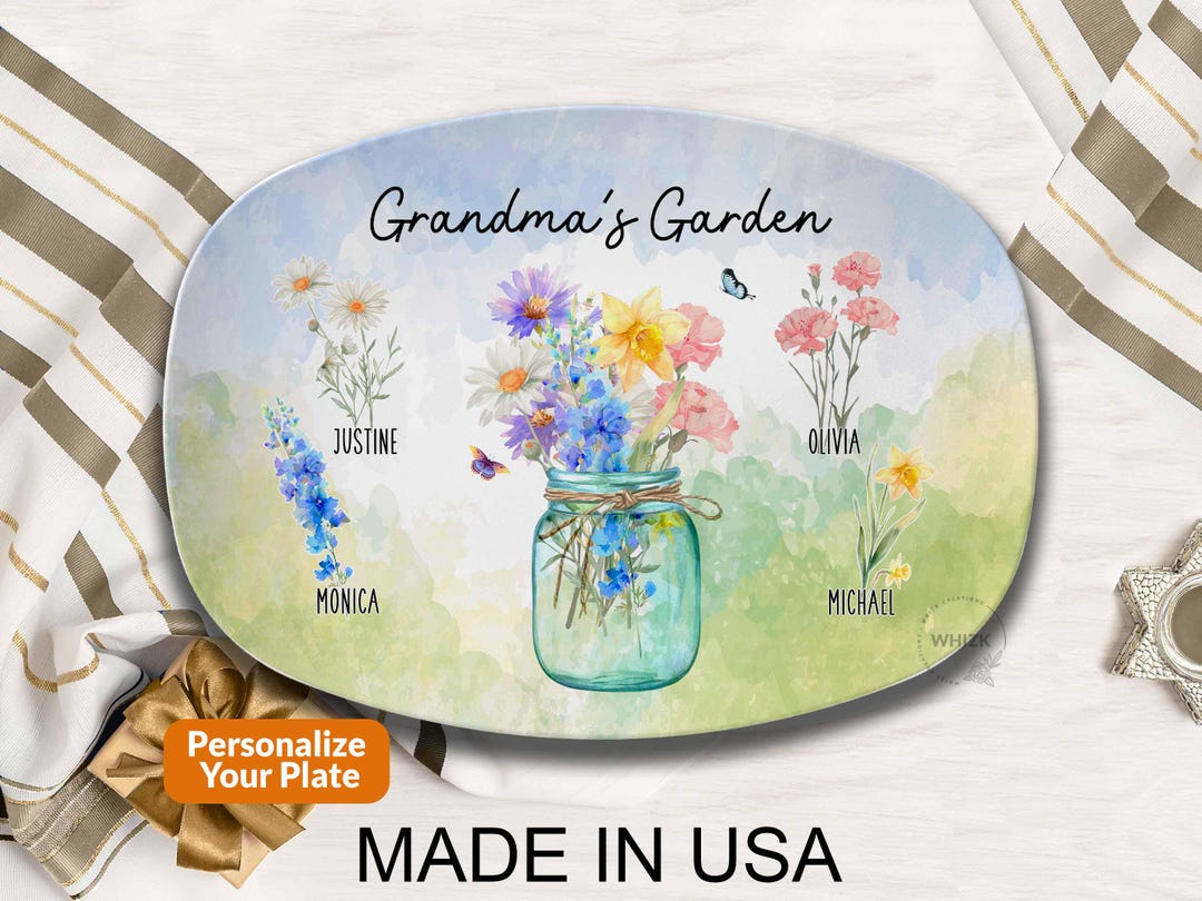 Grandmas Garden Platter, Grandma Gift, Personalized Grandma Plate With ...