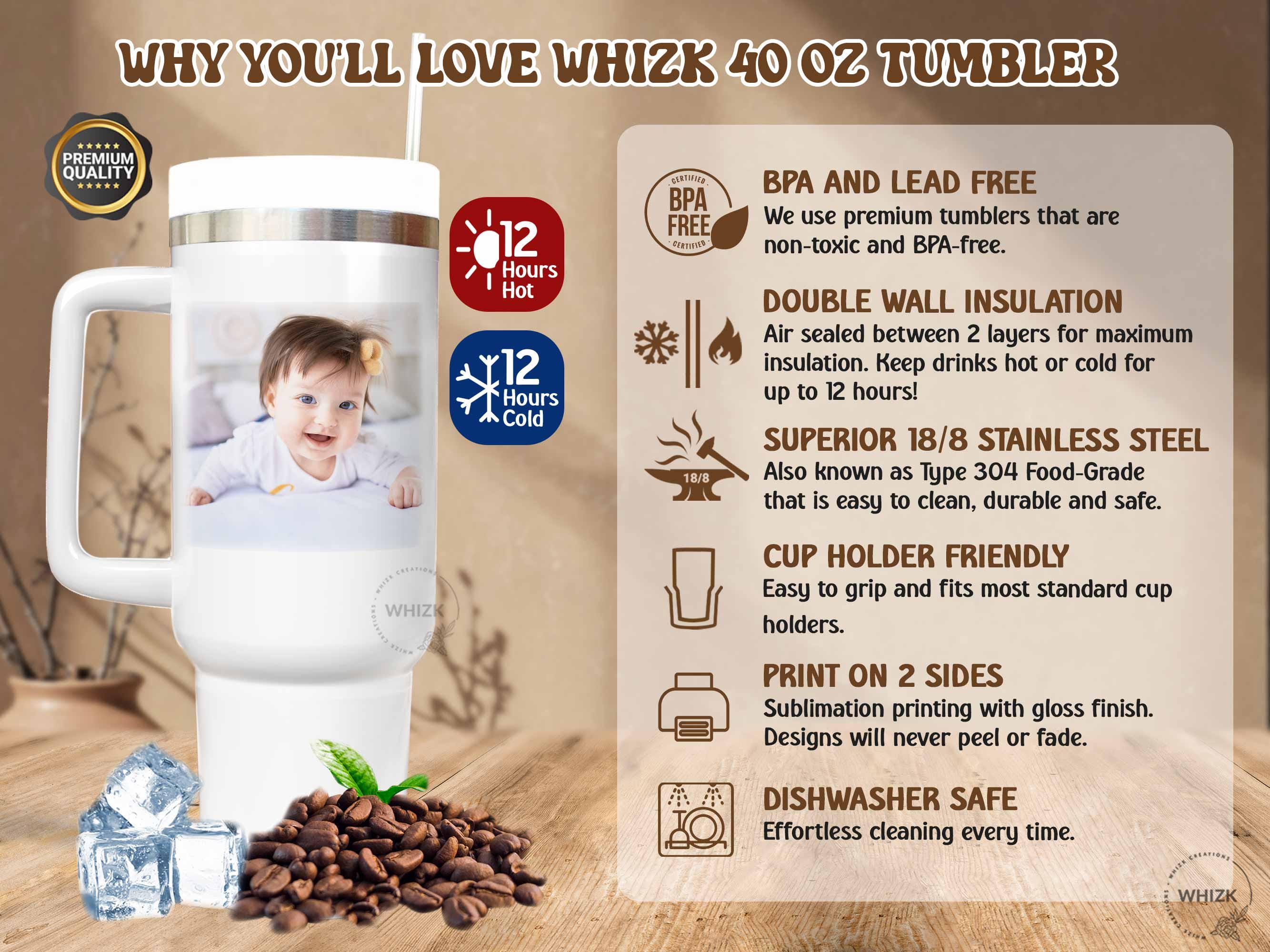 Custom Text Tumblers 40 Oz, Personalized Photo Tumbler Cups, Custom ...