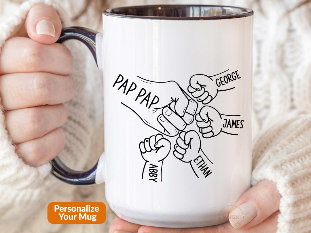 Pap Pap Fist Bump Mug, Pap Pap Mug With Names, Pap Pap Gifts for ...