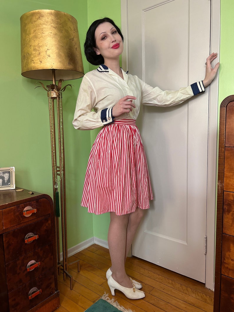 1950s Red and White Striped Circus Skirt - Etsy