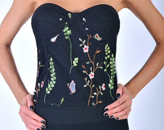 Embroidered Lace Corset/ Luxury Satin Corset/ Black - Etsy