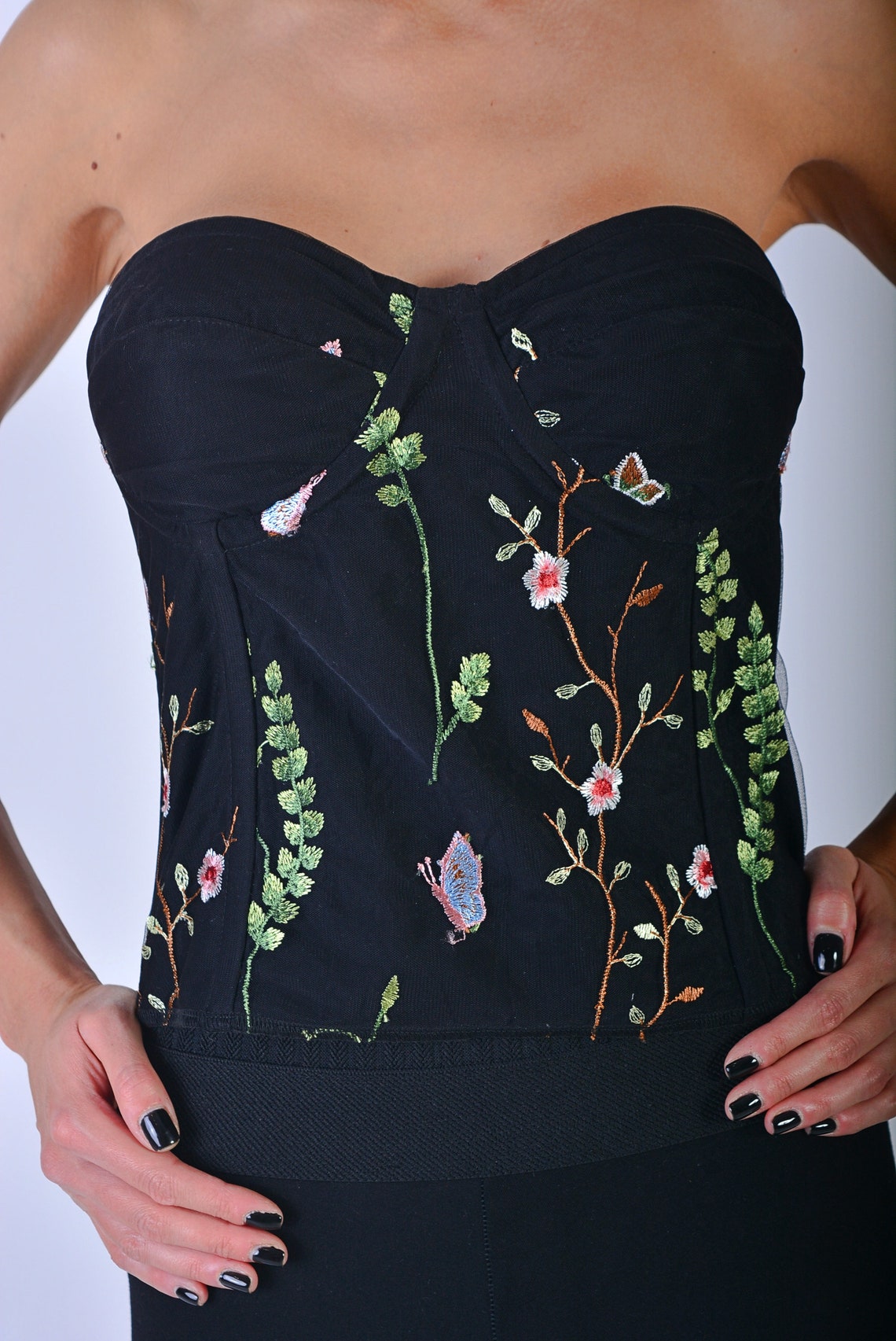 Embroidered Lace Corset/ Luxury Satin Corset/ Black - Etsy