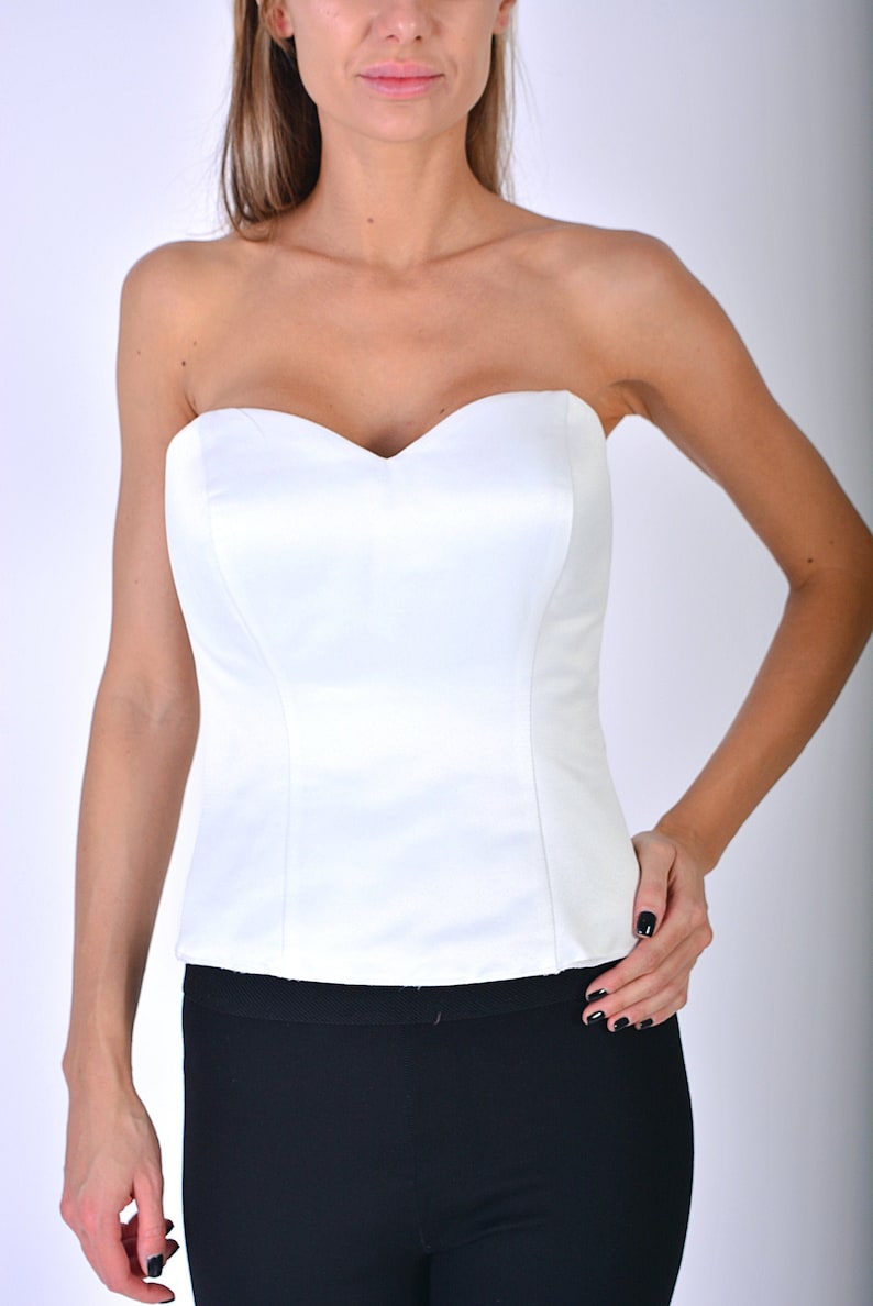 Luxury Pure White Satin Corset/ Inserted Pads Corset/ Classical Wedding ...