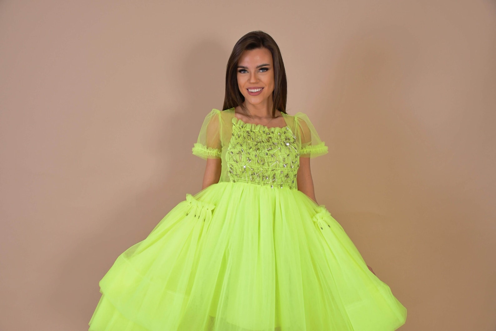 Pins Dress/ Neon Dress With Pins/ Safety Pins Dress/ Neon Rave Dress ...