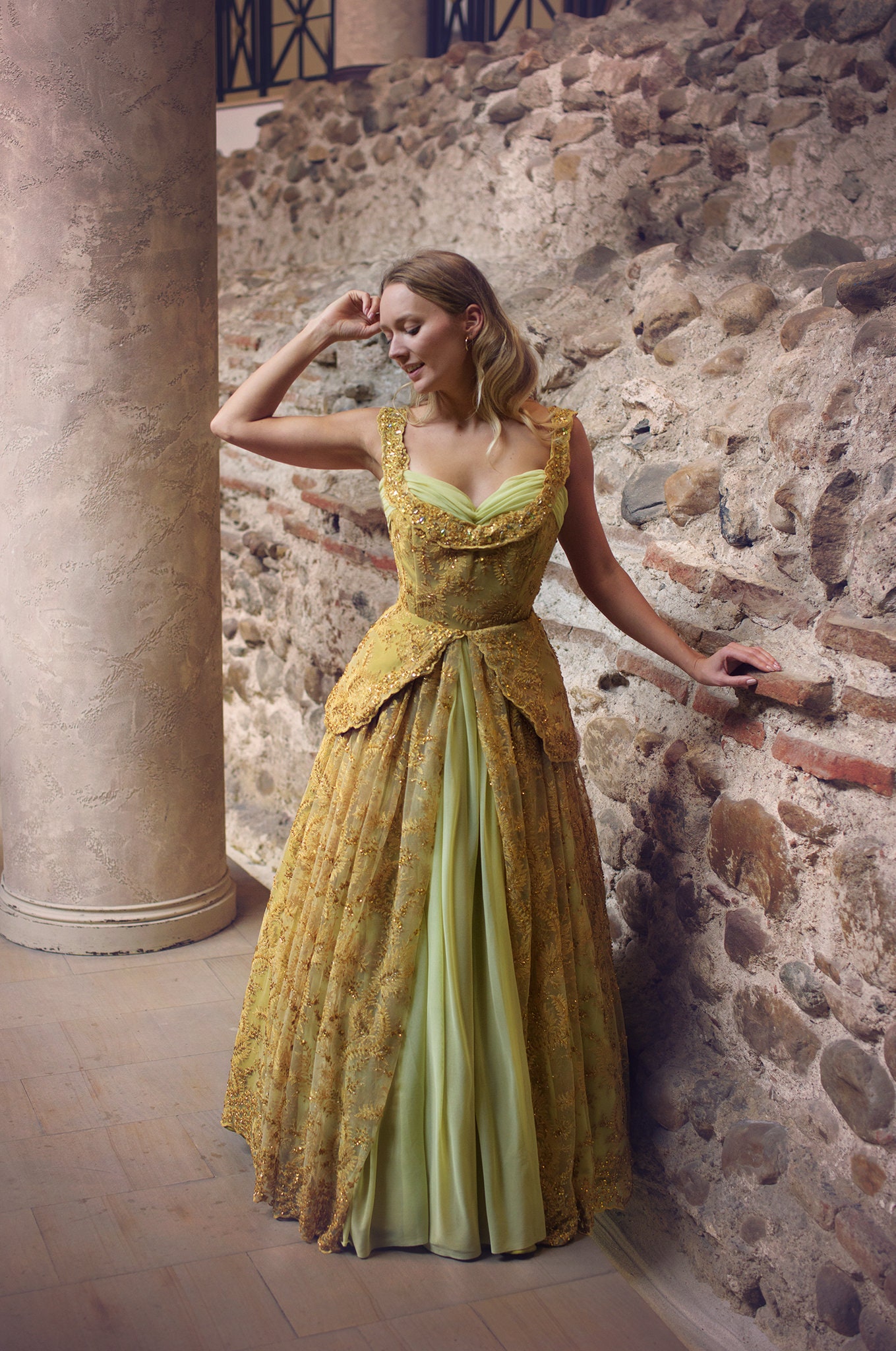Queen Elizabeth Dress/ Golden Ball Gown/ Beaded Golden Dress/ Amazing ...
