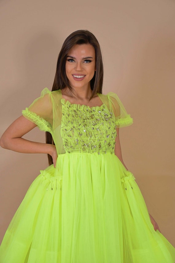 Pins Dress/ Neon Dress With Pins/ Safety Pins Dress/ Neon Rave - Etsy