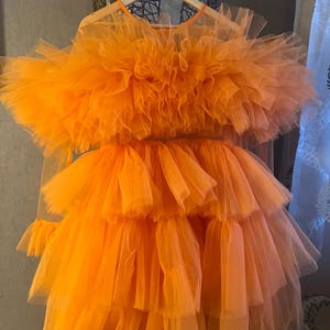 Rena - Orange Tulle Dress | Puffy Short Dress | Birthday Dress | Sunset ...