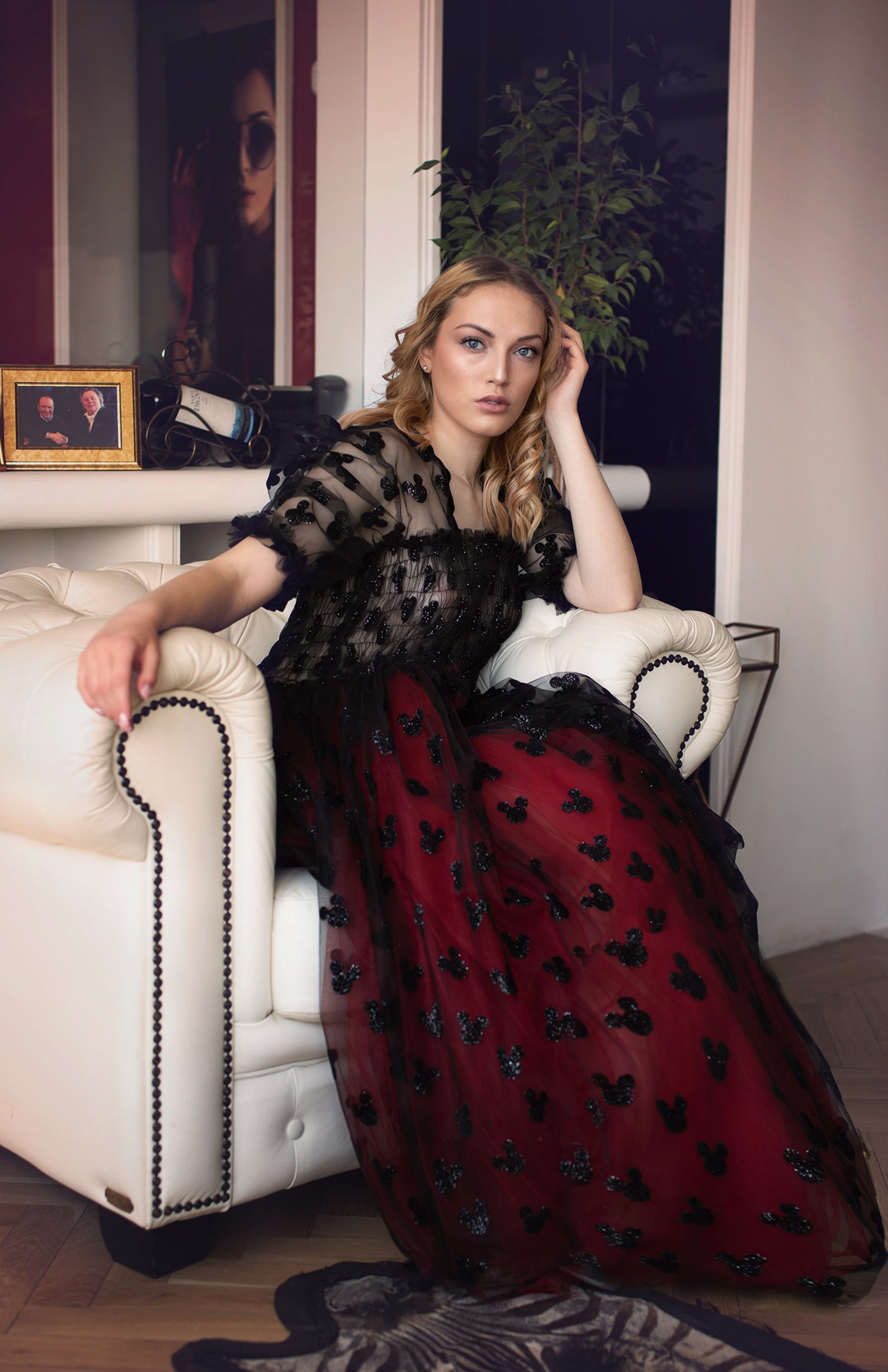 Black Tulle Dress/ Photo Session Dress/ Red Tulle Dress/ Gothic Style ...