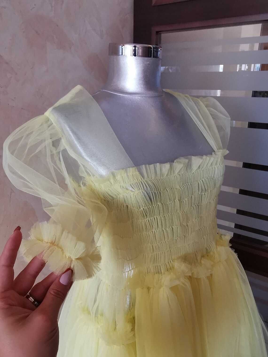 Pale Yellow Tulle Dress/ Yellow Tulle Dress/ Custom Made Tulle Dress ...