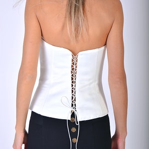 Luxury Pure White Satin Corset/ Inserted Pads Corset/ Classical Wedding ...