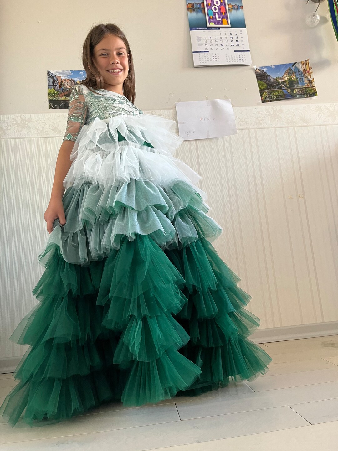Regina Kalina- Ombré Tulle Green Dress/ Ombre Tulle Green Dress/ Green ...