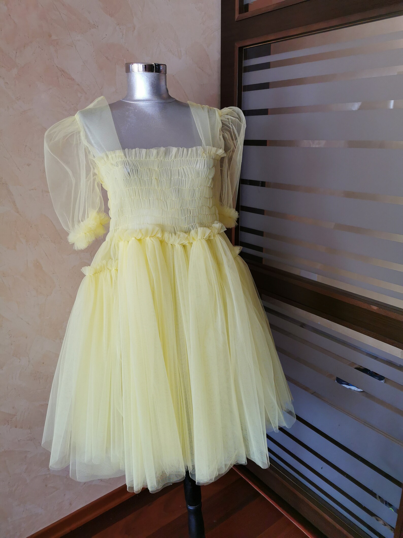 Pale Yellow Tulle Dress/ Yellow Tulle Dress/ Custom Made Tulle Dress ...